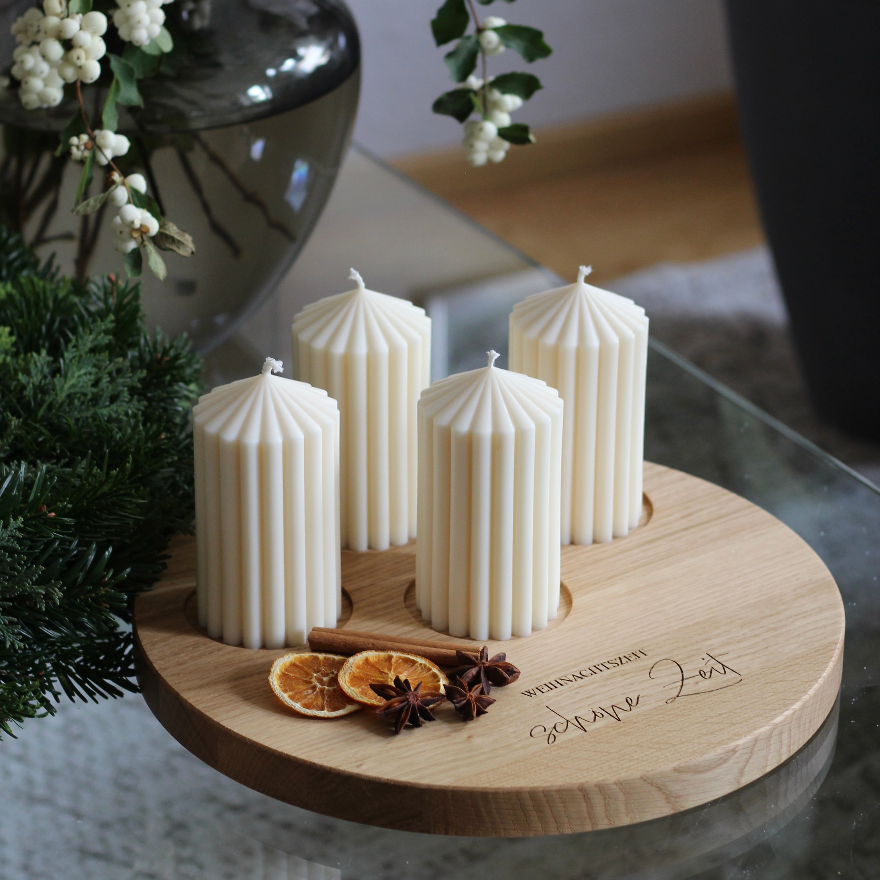 Stumpenkerze ; Rillen ; „Queen klein“ – Maximalbeton